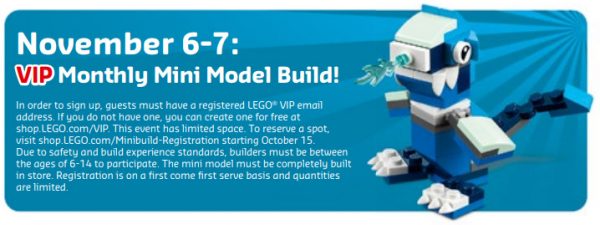 FREE LEGO Mini Model Build – Blue Dragon – 11/6/18 & 11/7/18 ...