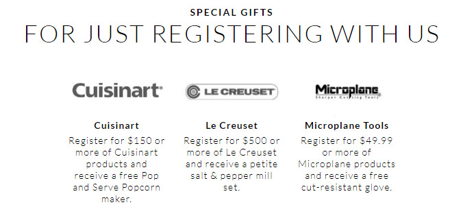 FREE WEDDING STUFF – Sur La Table – FREE Registry Gifts | Freebie Depot